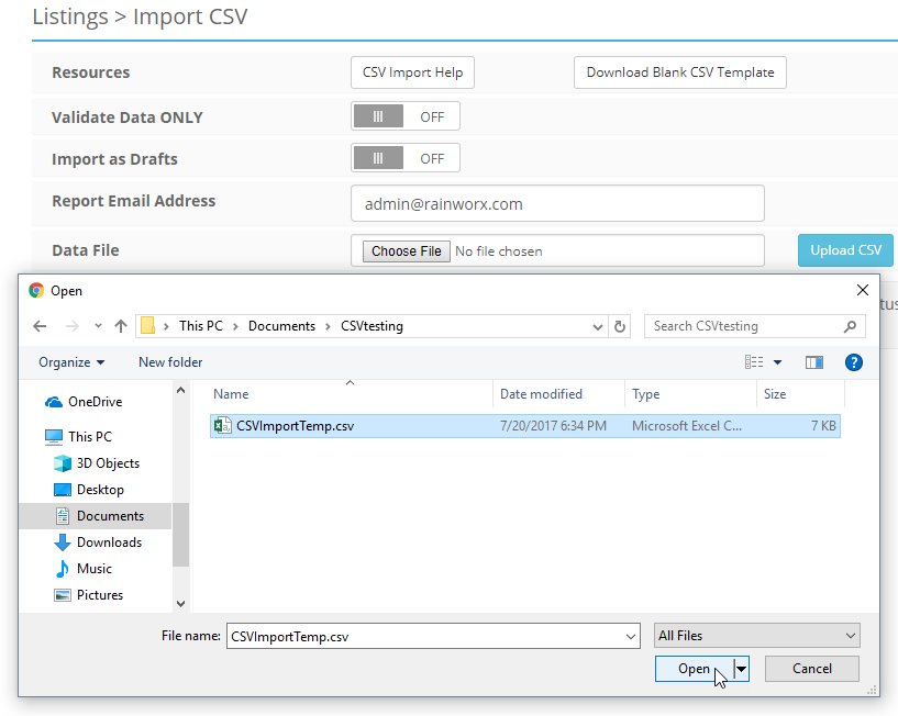 Tutorial: Import CSV