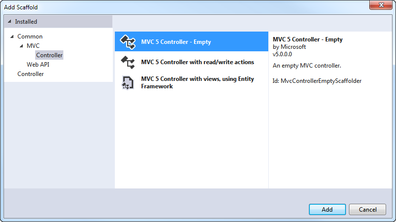 Adding A Custom Mvc View And Controller