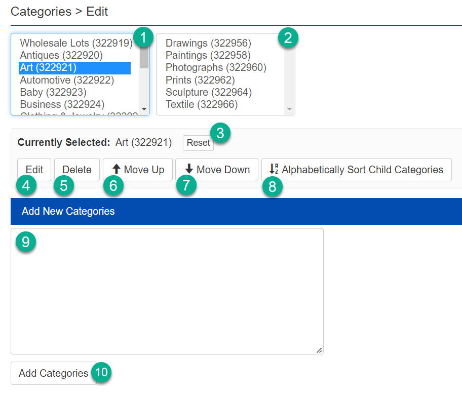 Admin Control Panel > Categories > Edit