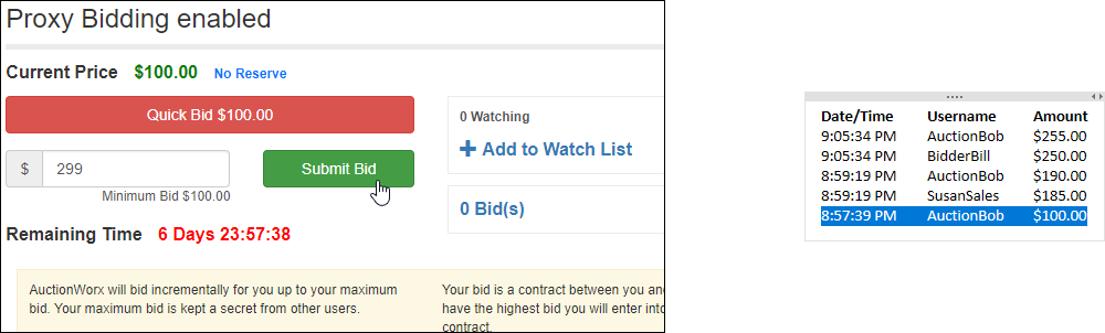 Bid Scenarios - With Proxy Bidding