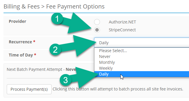 Configuring Stripe for Site Fee Invoices