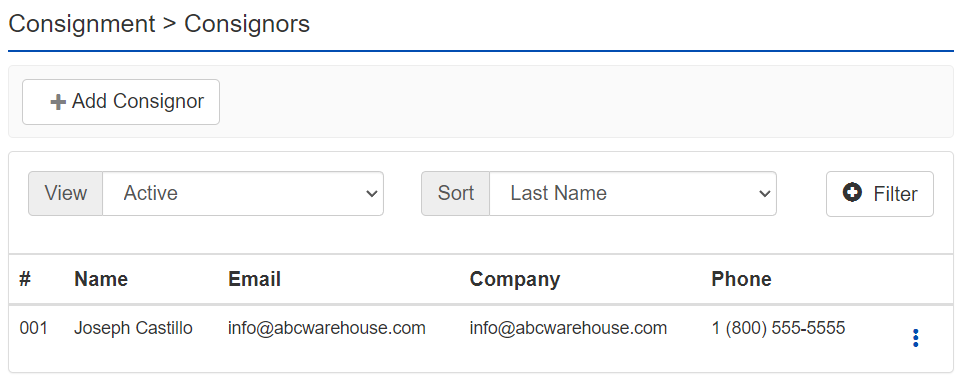 Consignment Consignors